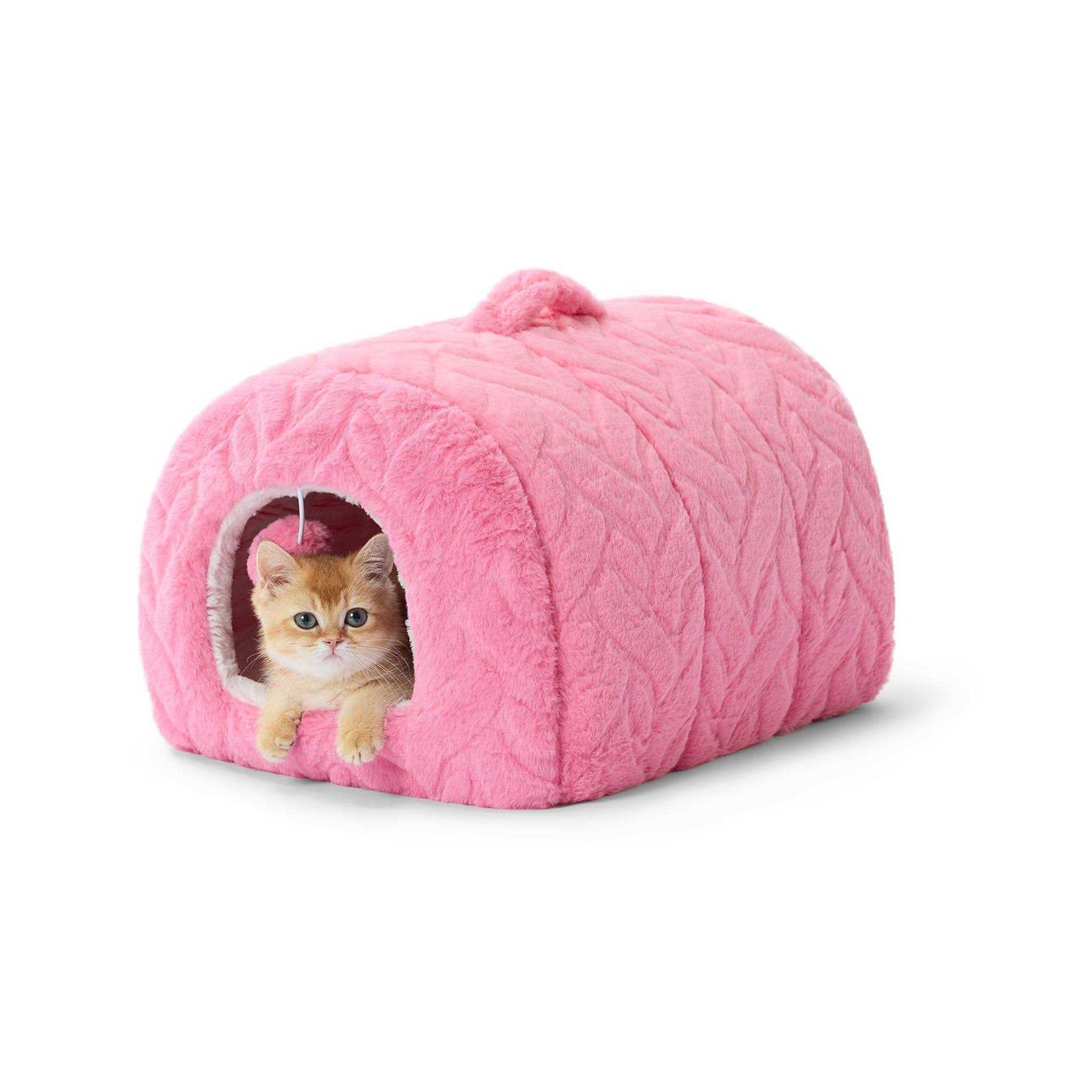 Whisker City Fur Hide Cat Hut Pink - Pet Supplies Online Store
